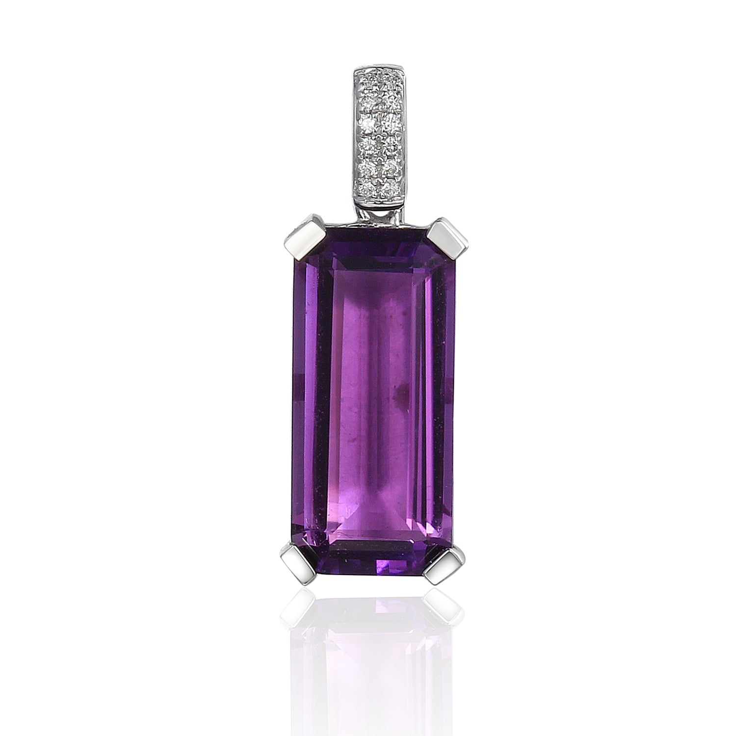 Long Octagon Gemstone Pendant with Pave Diamond Bail – Ntinga Jewellery